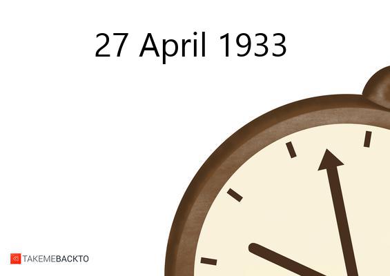 April 27, 1933, What happened that day? | TakeMeBack.to
